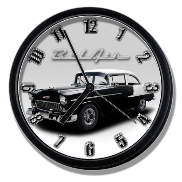 Clock | Wall Decor | 955 Chevrolet Bel Air Black White Top Clock New ...
